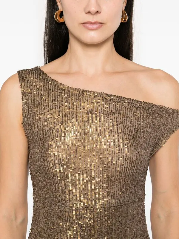 Norma Kamali Sequin-embellished Gown - Brown