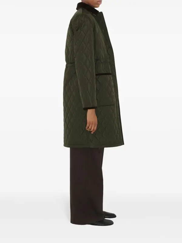 Burberry Quilted Car Coat With Corduroy Collar