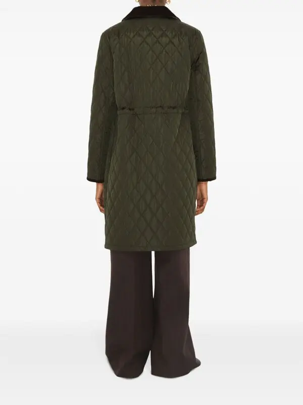 Burberry Quilted Car Coat With Corduroy Collar