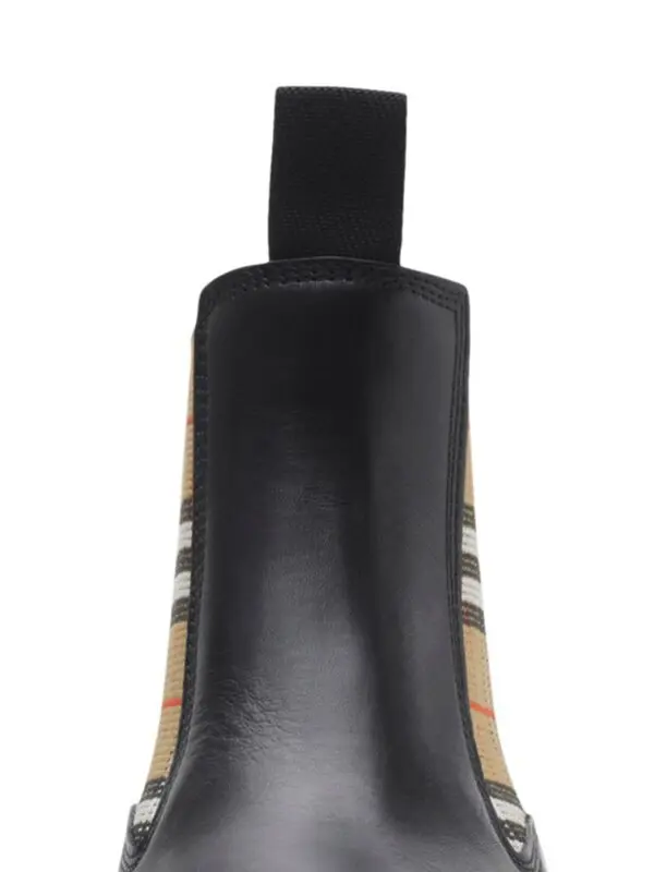 Burberry Check Pattern Leather Boots