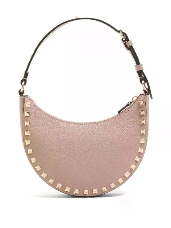 Valentino Garavani Mini Rockstud Shoulder Bag In Grainy Calfskin - Pink