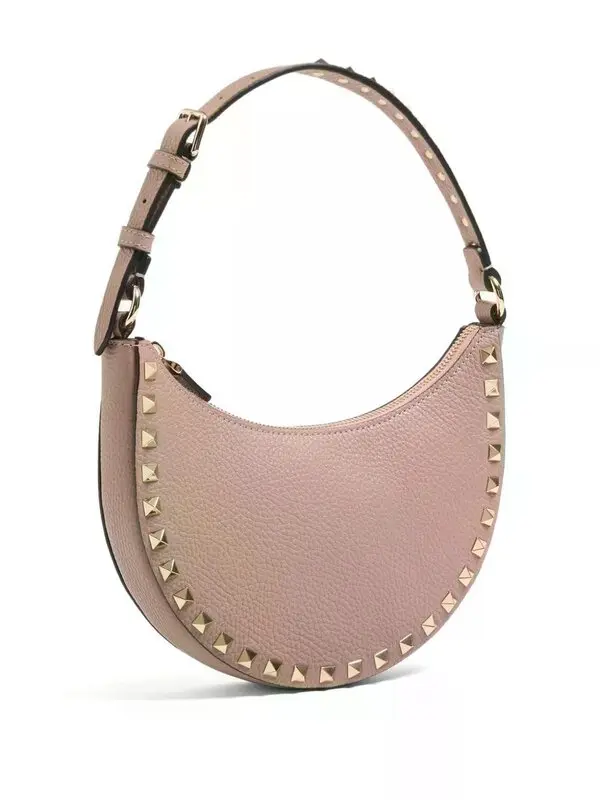 Valentino Garavani Mini Rockstud Shoulder Bag In Grainy Calfskin - Pink