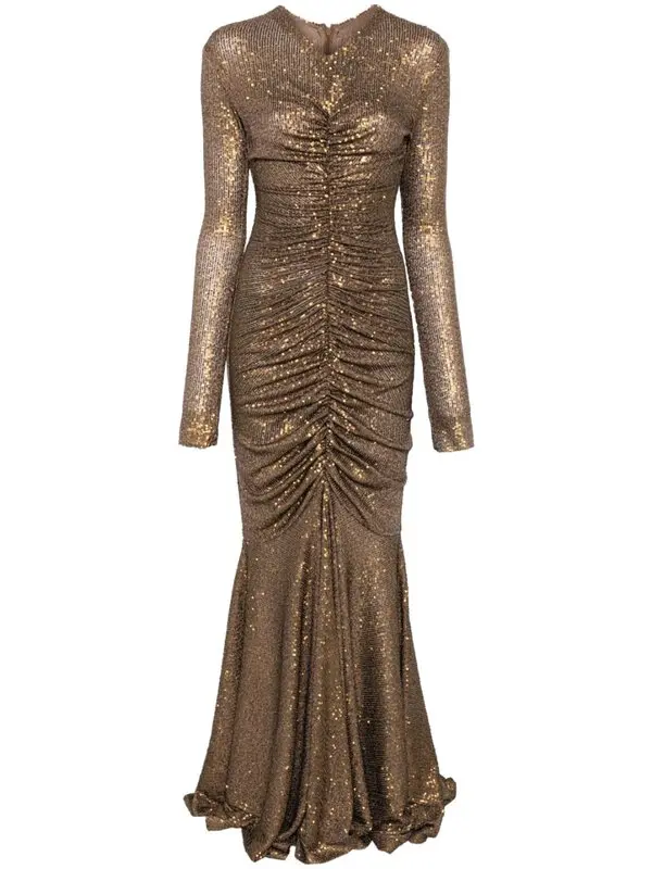 Norma Kamali Long-sleeve Fishtail Gown