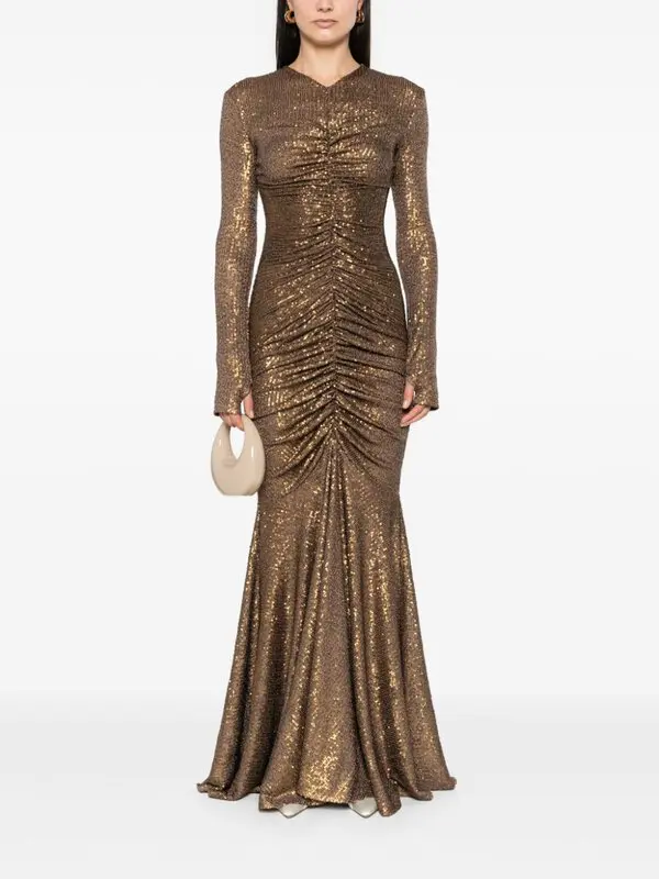 Norma Kamali Long-sleeve Fishtail Gown