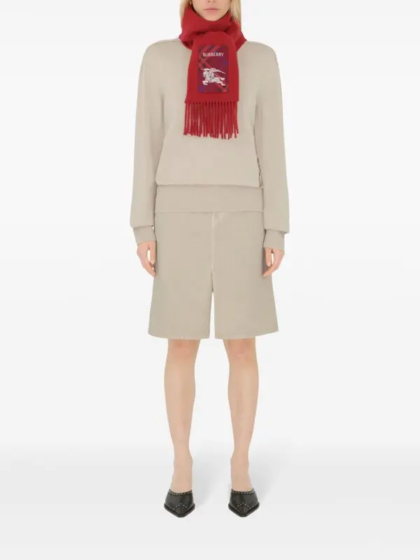 Burberry Check-label Cashmere Scarf - Red