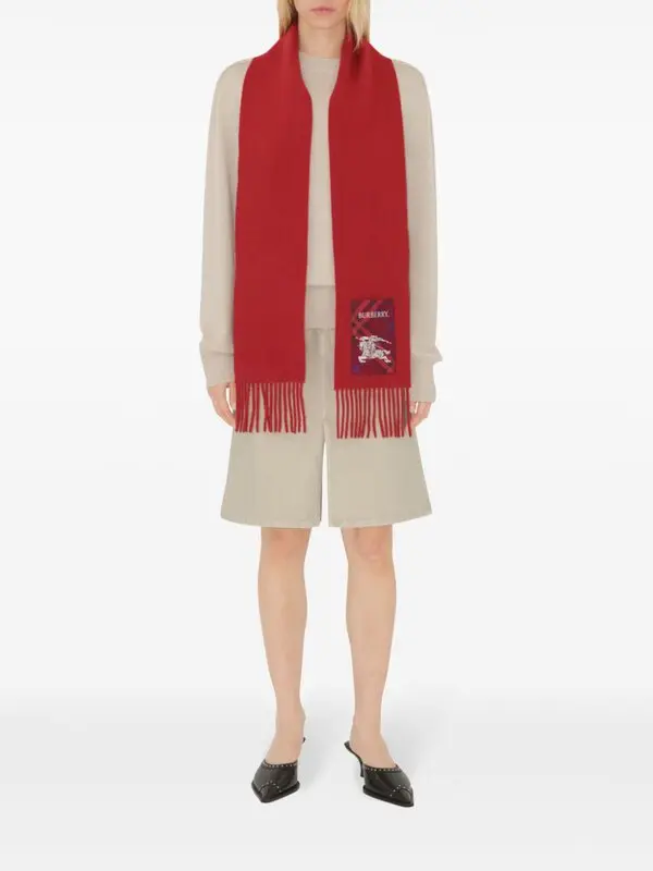 Burberry Check-label Cashmere Scarf - Red
