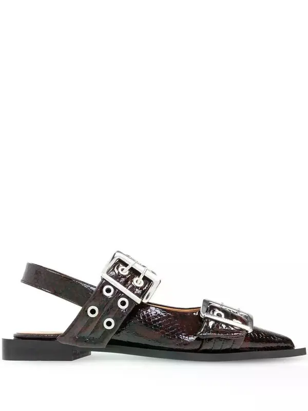 GANNI Buckle Ballet Flats - Red