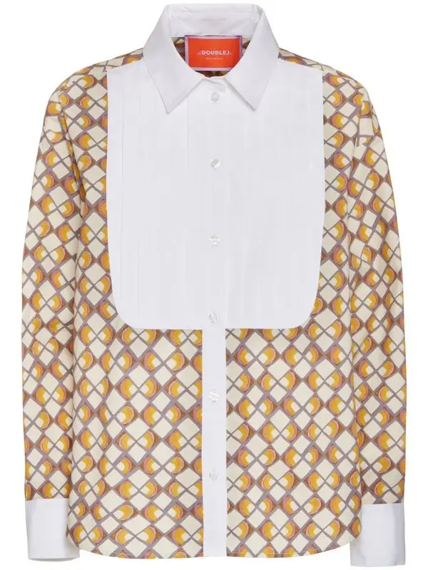 La DoubleJ Geometric-print Shirt - Neutrals