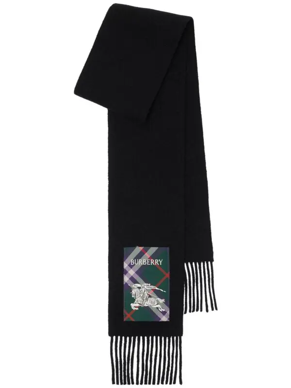 Burberry Check-label Cashmere Scarf - Black