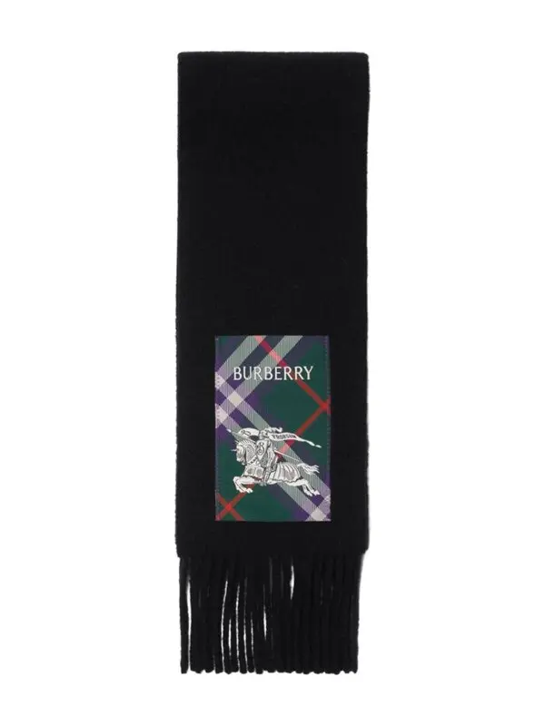 Burberry Check-label Cashmere Scarf - Black