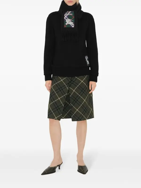 Burberry Check-label Cashmere Scarf - Black