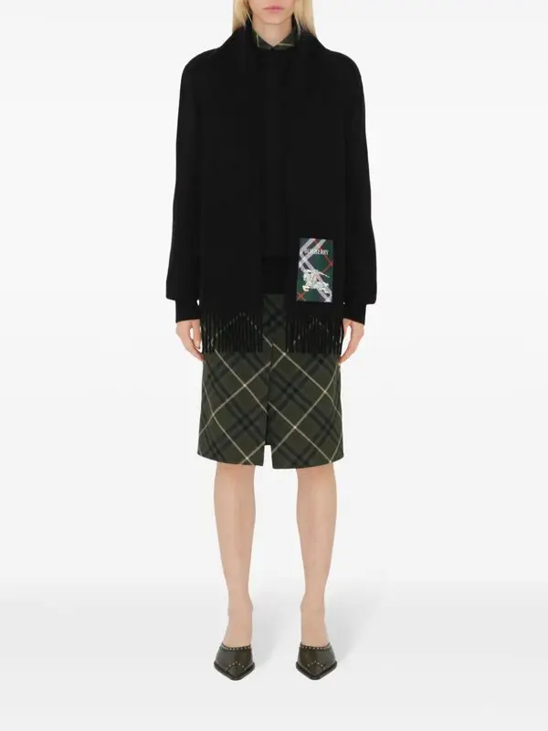 Burberry Check-label Cashmere Scarf - Black