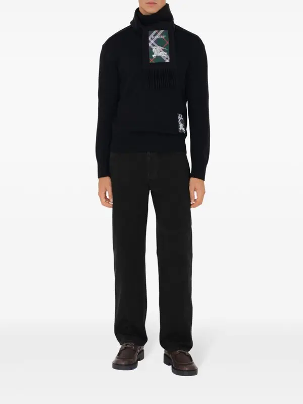 Burberry Check-label Cashmere Scarf - Black