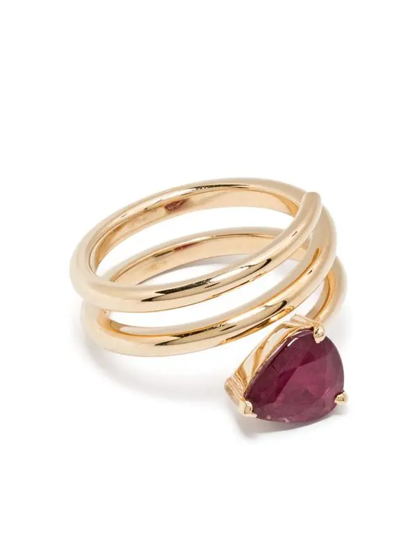 Shay 18k Yellow Spiral Ruby Ring - Gold