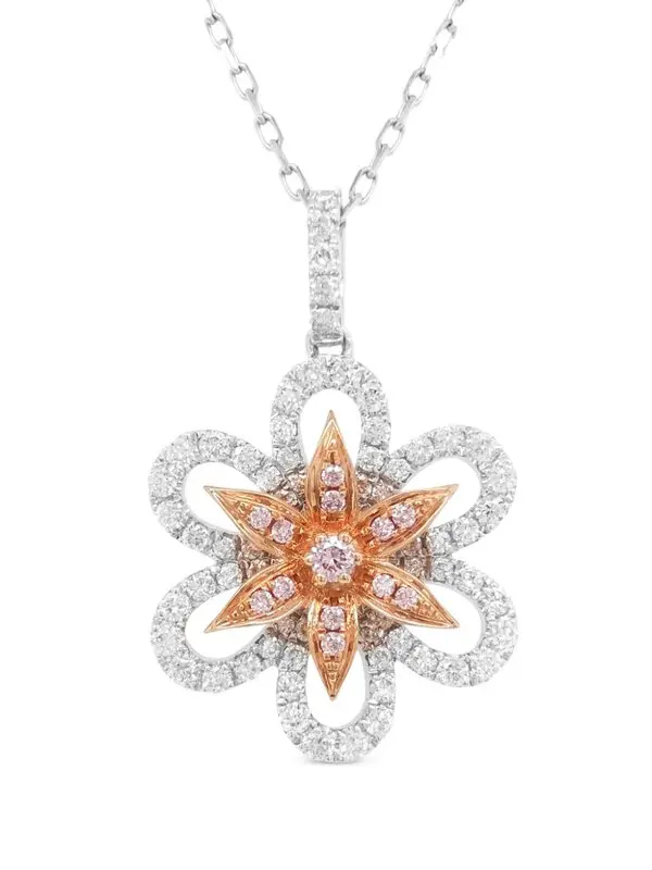HYT JEWELRY Floral Diamond Pendant Necklace - Silver