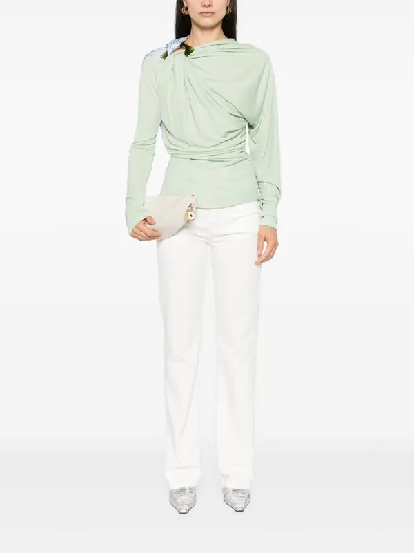 Victoria Beckham Draped Long-sleeve Top - Green
