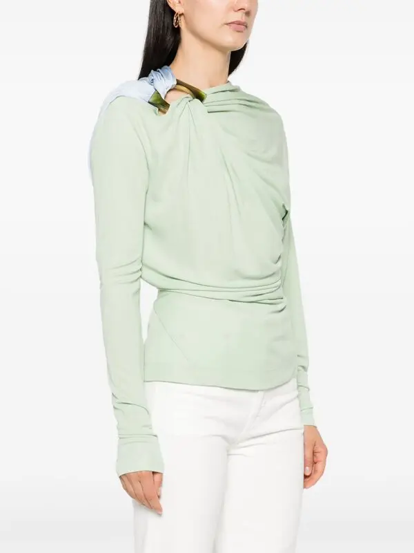 Victoria Beckham Draped Long-sleeve Top - Green