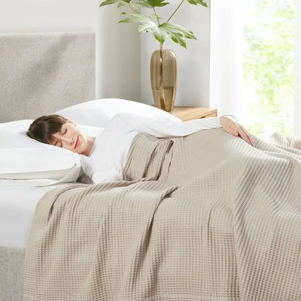 BEAUTYREST Waffle Weave Blanket, King - Khaki