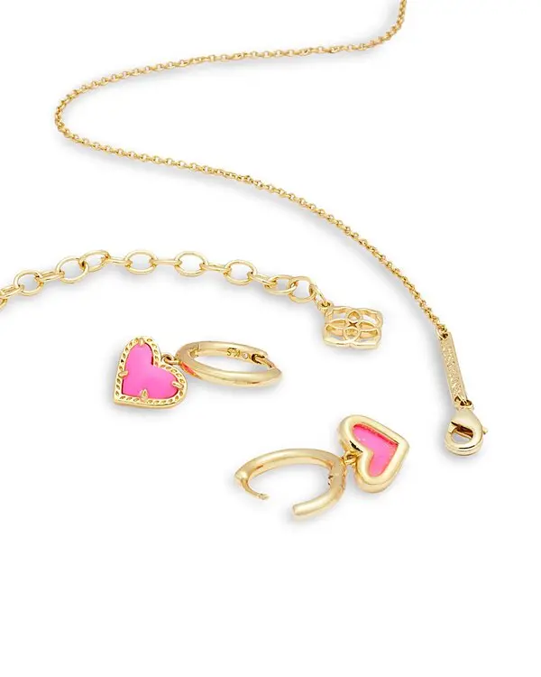 Kendra Scott Ari Heart Pendant Necklace And Earrings Set - Gold/pink