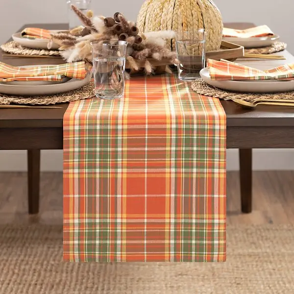ELRENE HOME FASHIONS Hawley Plaid Harvest Cotton Table Runner, 90 X 13 - Multi