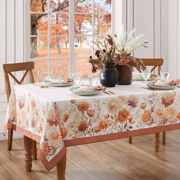 ELRENE HOME FASHIONS Autumn Blooms Rectangle Tablecloth, 120 X 60
