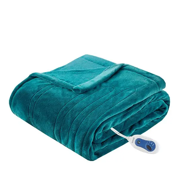 BEAUTYREST Plush Heated Throw, 60 X 70 - Teal