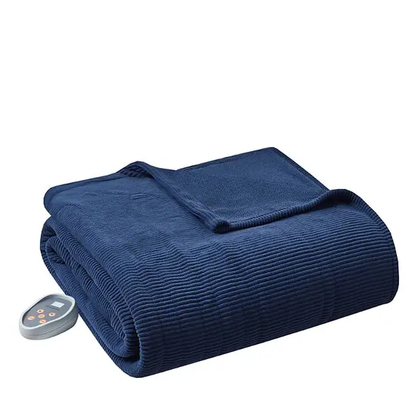 BEAUTYREST Electric Micro Fleece Heated Blanket, Twin - Navy