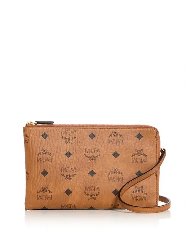 Mcm Ottomar Visetos Travel Document Case Crossbody - Cognac