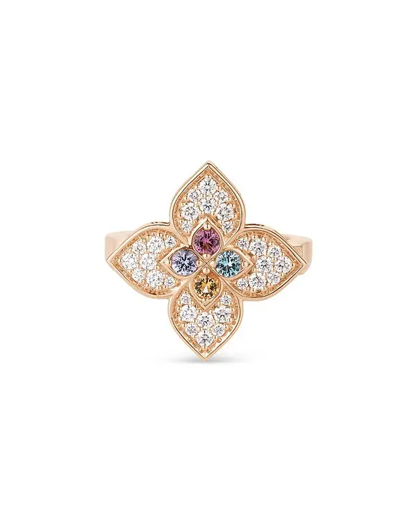 Roberto Coin 18k Rose Gold Venetian Princess Carnival Flower Ring - Multi/pink