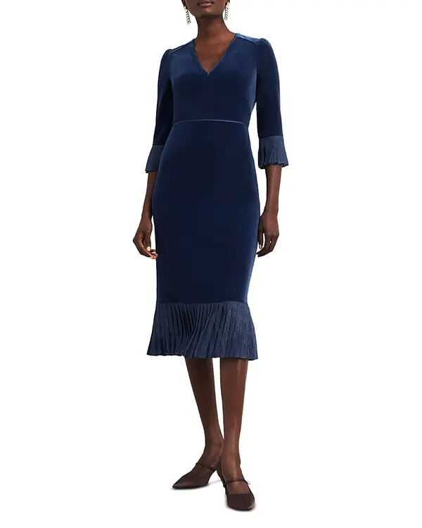 HOBBS LONDON Mary Velvet Midi Dress