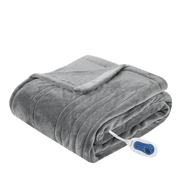BEAUTYREST Plush Heated Throw, 60 X 70 - Gray