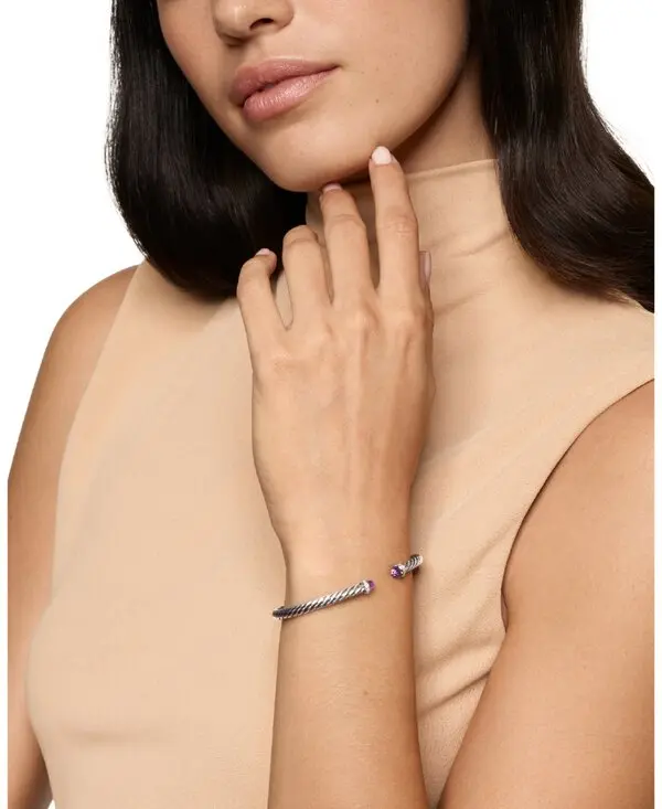 David Yurman Cablespira Flex Bracelet With Amethyst And Diamonds - Amethyst/silver