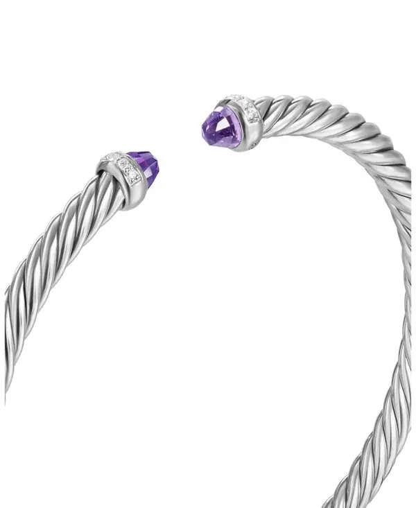David Yurman Cablespira Flex Bracelet With Amethyst And Diamonds - Amethyst/silver