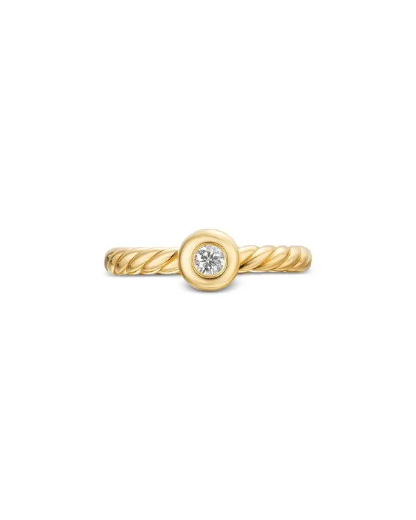 David Yurman Petite Cable Ring In 18k Yellow With Diamond - Gold