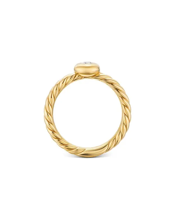 David Yurman Petite Cable Ring In 18k Yellow With Diamond - Gold