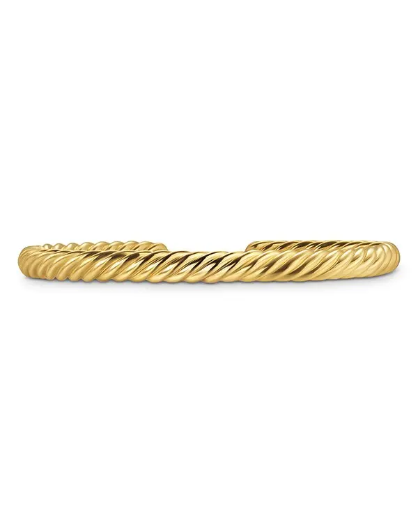 David Yurman 18k Yellow 6mm Cable Cuff Bracelet - Gold