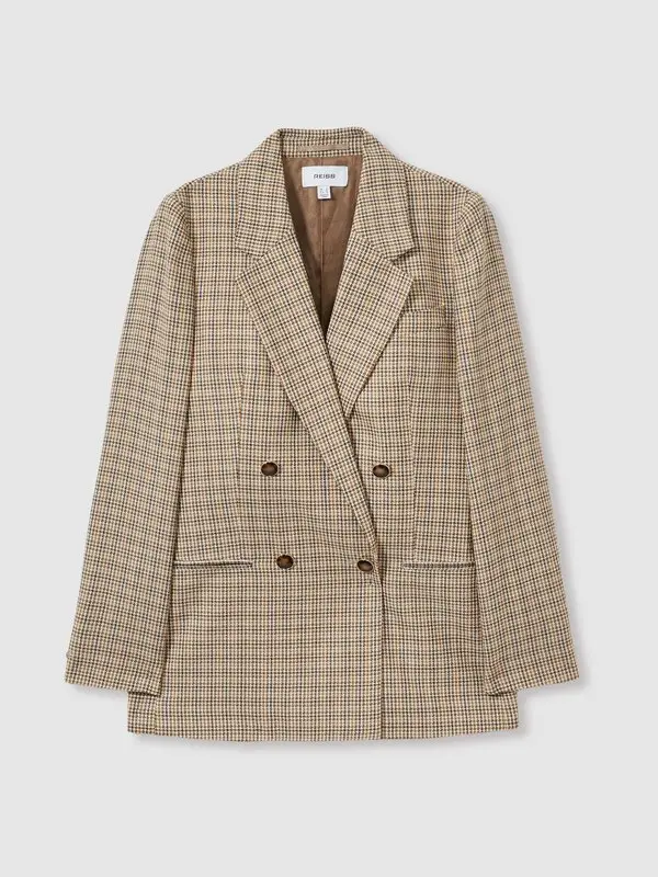 REISS Vida Wool Houndstooth-check Blazer