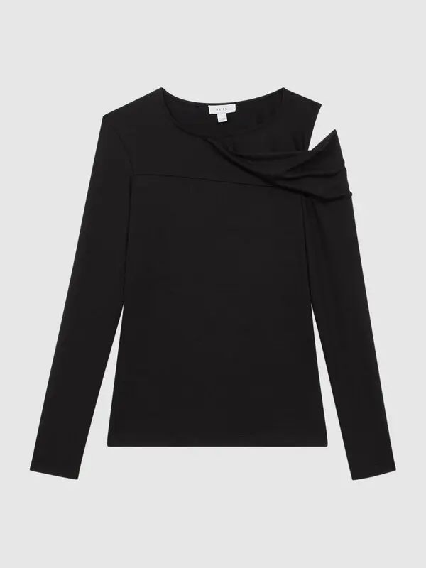 REISS Adeline Draped Shoulder Top