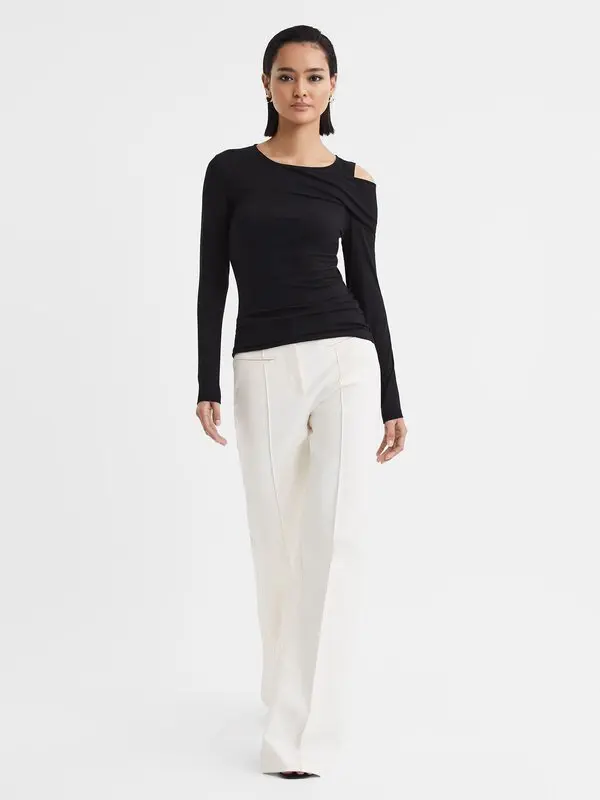 REISS Adeline Draped Shoulder Top