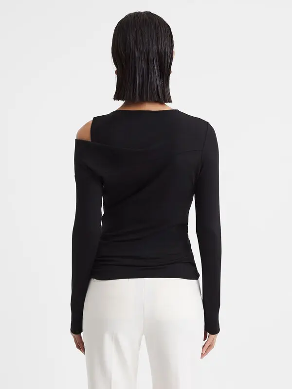 REISS Adeline Draped Shoulder Top