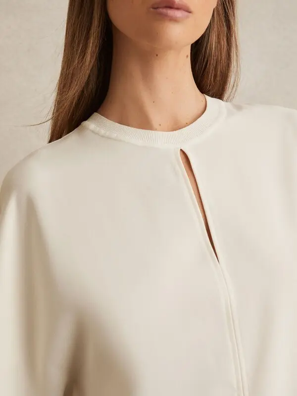 REISS Tania Draped-sleeve Top - Ivory