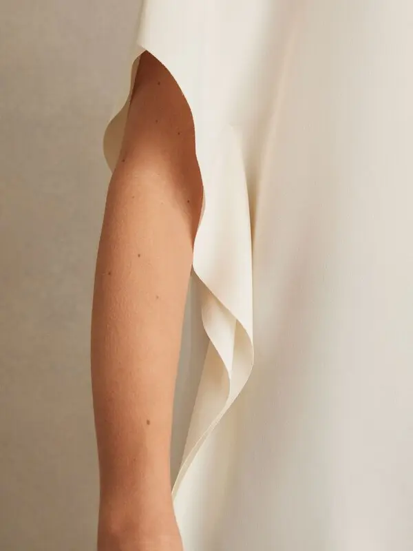 REISS Tania Draped-sleeve Top - Ivory