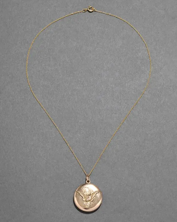 Alexis Bittar Antique 10k Eagle Locket Necklace