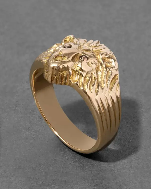 Alexis Bittar Vintage Lion Head Ring - Gold