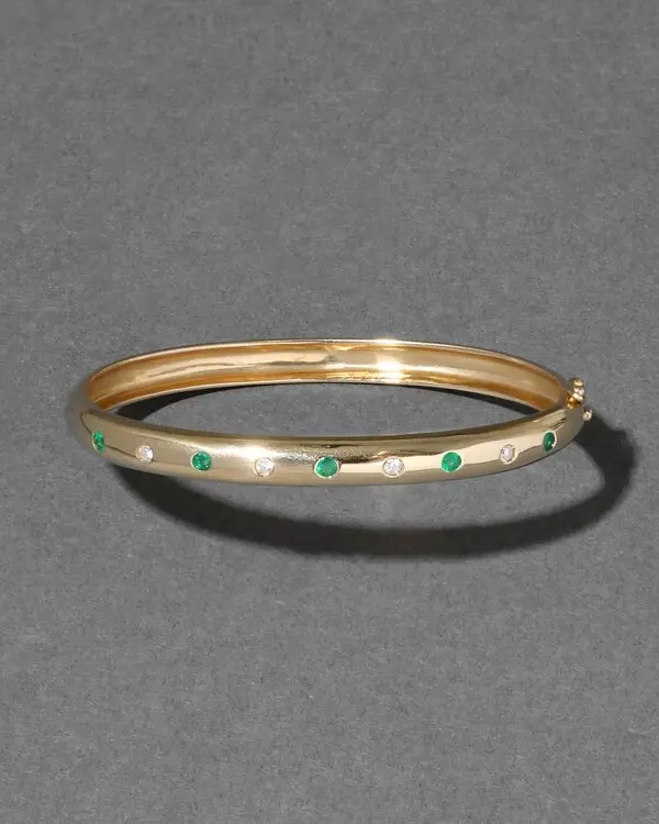 Alexis Bittar Vintage 18k Diamond & Emerald Hinge Bracelet - Gold