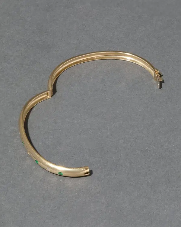Alexis Bittar Vintage 18k Diamond & Emerald Hinge Bracelet