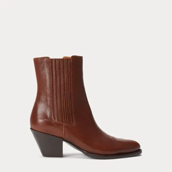Ralph Lauren Leather Chelsea Western Boot - Dark Cognac