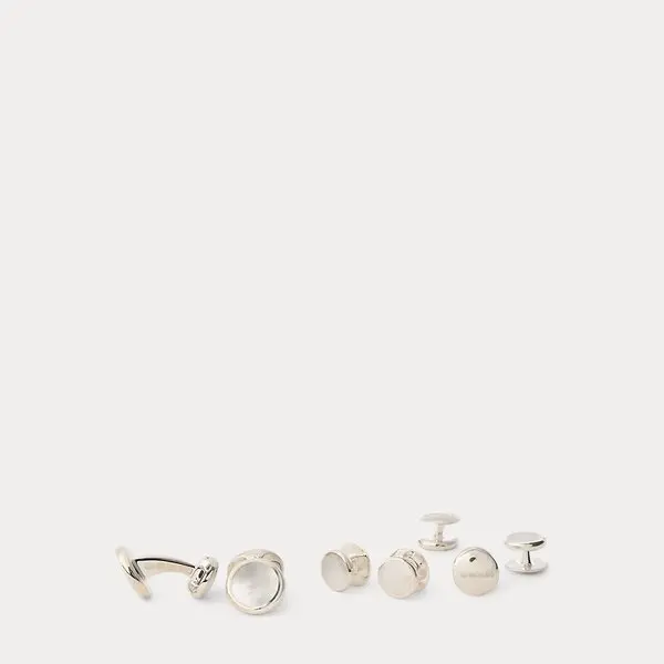 Ralph Lauren Mother-of-pearl Cuff Link & Stud Set - Silver