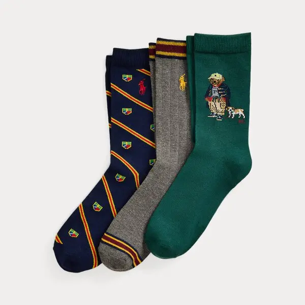 Ralph Lauren Polo Bear Crew Socks 3 Pack - Multi