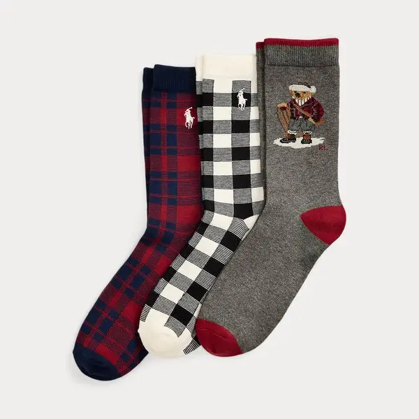 Ralph Lauren Polo Bear Crew Socks 3 Pack - Multi